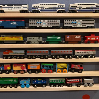 Train Rack Mega Thomas the Tank Wooden Train Display and Storage Wall ...