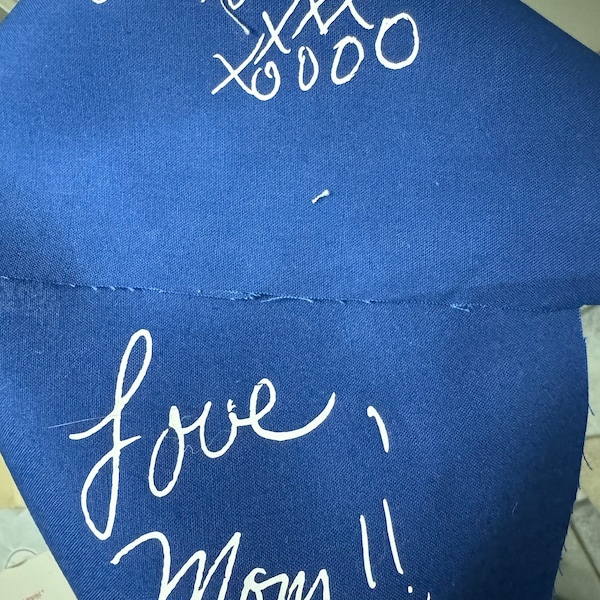 Loved Ones Handwriting Patch, Wedding Patch, Something Blue, Your Handwriting Quilt Block ...