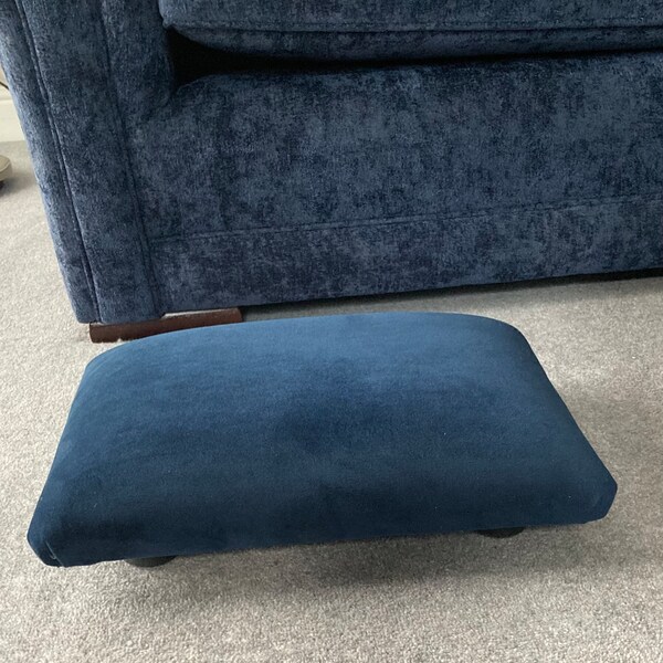 Navy Harris Tweed BC1 Queen Anne Stool Chesterfield Footstool Under ...