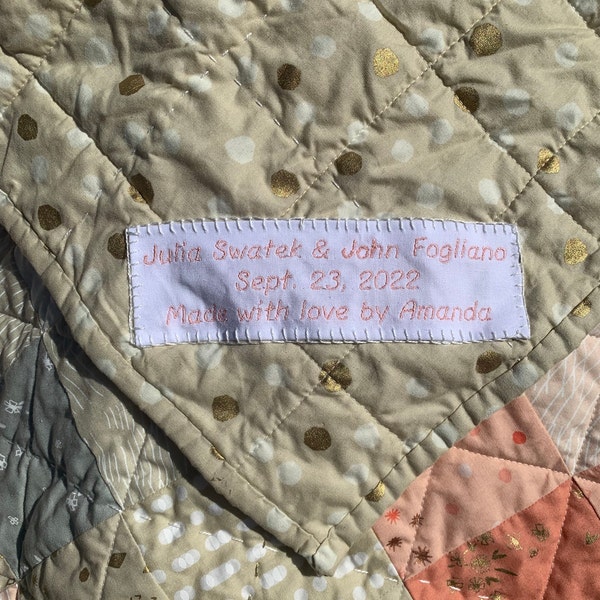 Machine Embroidered Personalized Quilt Label (1 - 5 Lines) - Etsy
