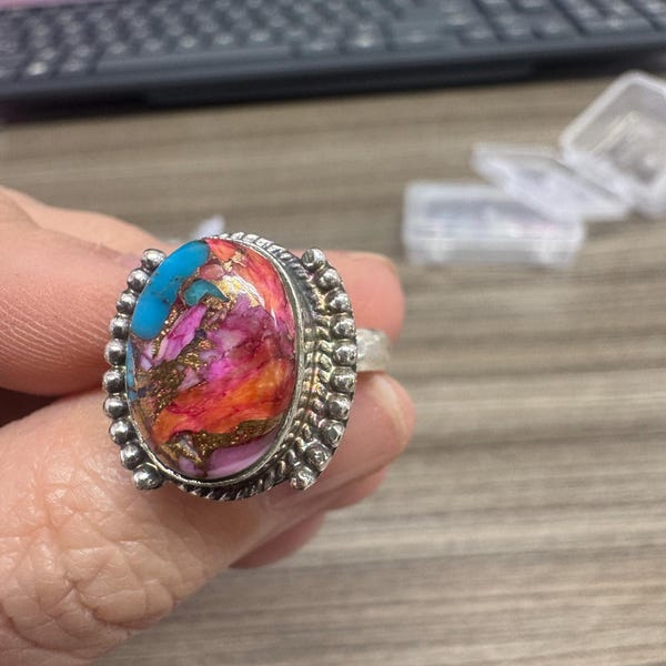 Mondstein Ring, 925 Silber Ring, Regenbogen Ring, Band Ring ...