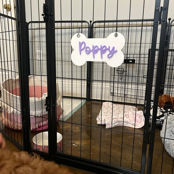 Personalized Wooden Dog Crate Sign, Puppy Kennel Nameplate, Custom ...