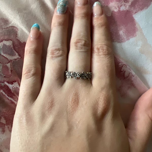 Genuine PANDORA Daisy Flower Band Ring 190934CZ Sterling Silver Cz ...