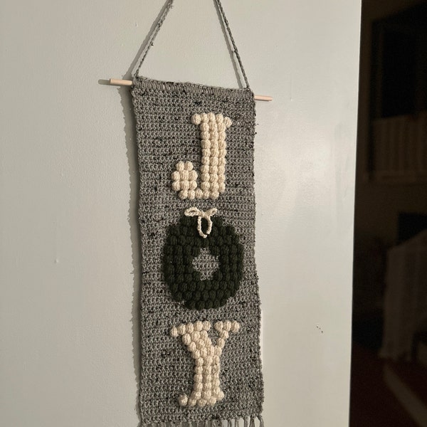 Crochet Joy Wall Hanging Pattern • Christmas Wreath Holiday Crochet ...
