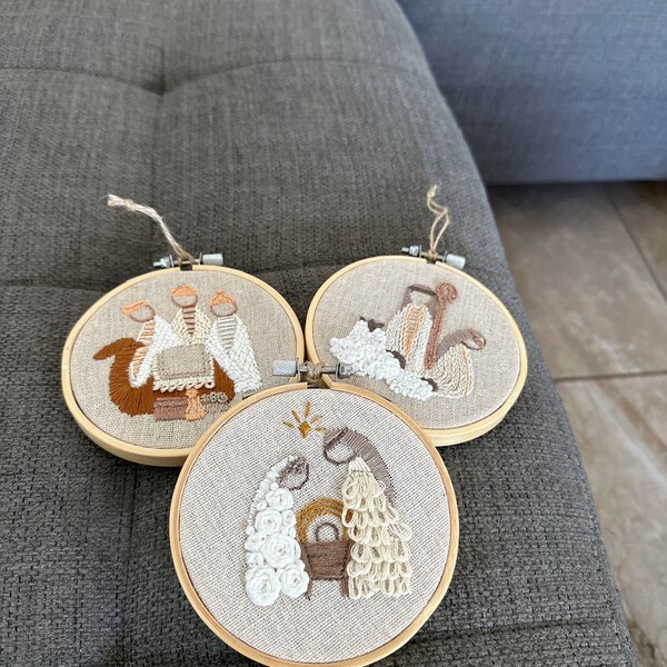 Nativity Ornament Set 4" Embroidery Kit | Christmas Ornament Embroidery ...