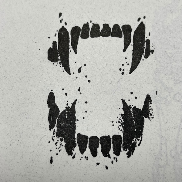 Set of Vampire Teeth RUBBER STAMP, Halloween Stamp, Vampire Stamp ...