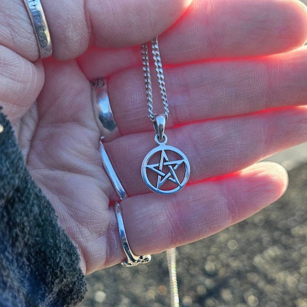 Witch Locket Necklace - Sterling Silver Wiccan Pentacle Spell Locket ...