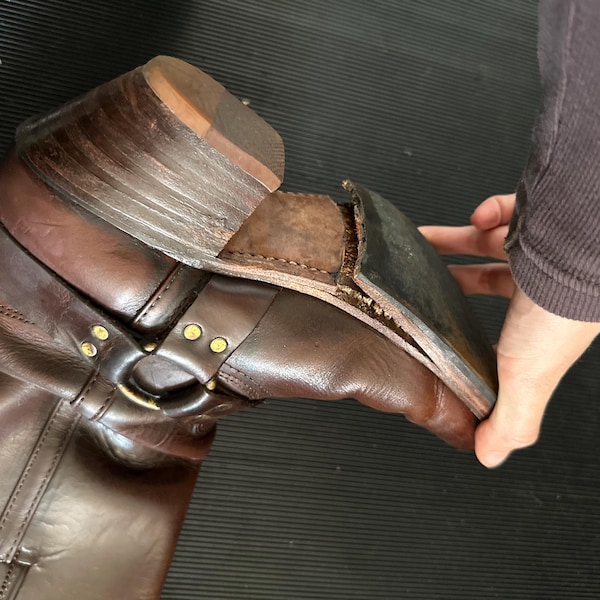 Motoman Vintage Harness Ring Boots Black Moto Riding Square Toe EU 44 ...