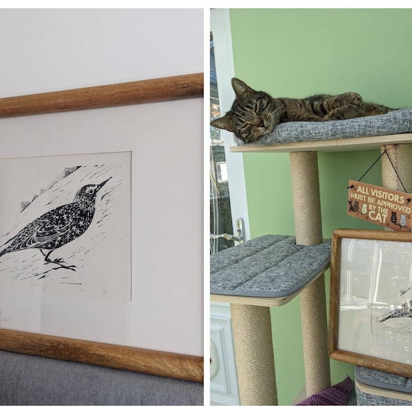 Starling Linocut Print, Bird Linocut Print, Wildlife Art Print, Starry ...