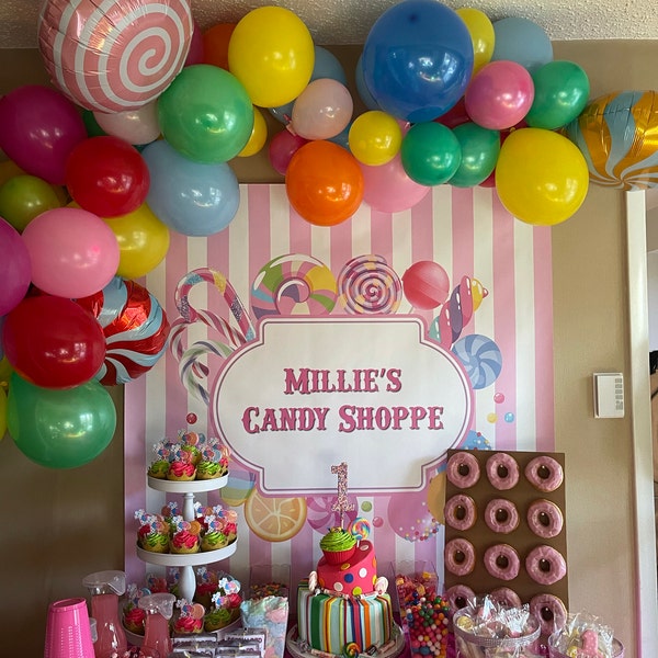 CANDY SHOP Personalized Birthday Party Backdrop Sweet Shop Candy Store ...