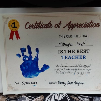 Teacher Appreciation Printable, Certificate of Appreciation, High Five ...