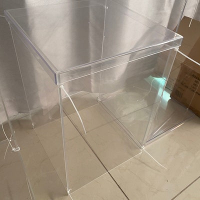 Set of 5 Clear Acrylic Display Boxes, Pedestal Stand Riser, Column ...