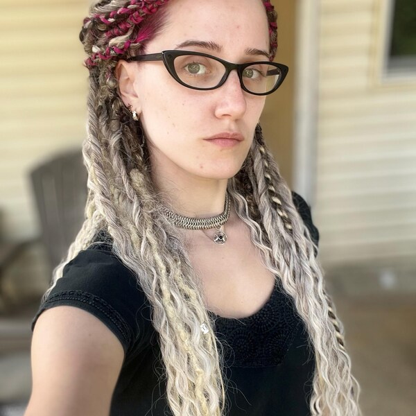 Silver/gray Ombre Wavy Dread Extensions | Synthetic Dreadlock ...