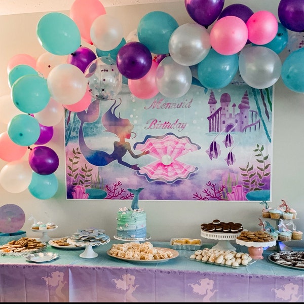 Mermaid Tablecloth - Mermaid Party, Mermaid Birthday Decorations ...