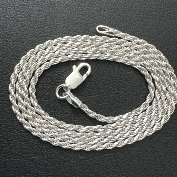 Italian Solid Sterling Silver Rope Link Chain Necklace 925 Silver Chain ...