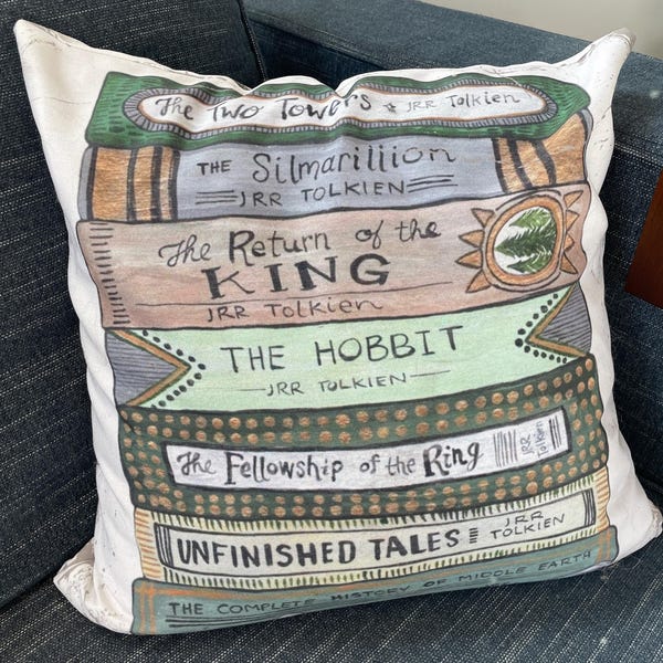 LOTR Books Square Pillowcase, Lord of the Rings Square Pillowcase ...