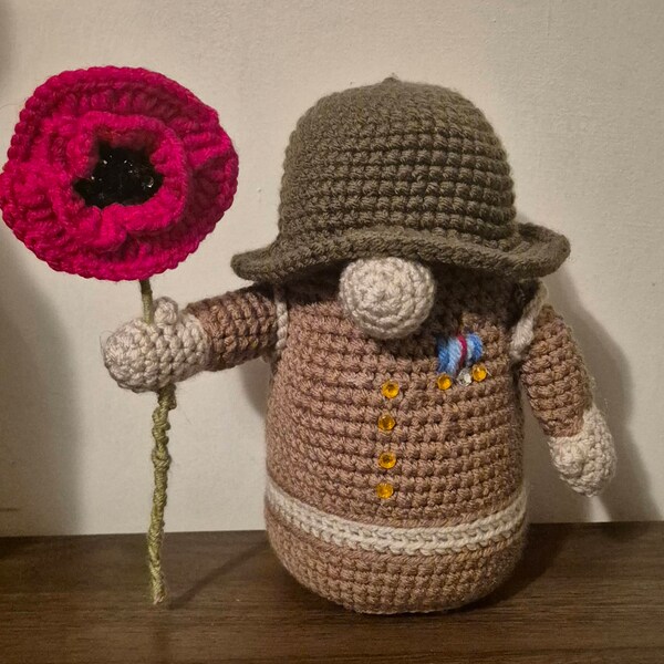 Remembrance Day Soldier With Poppy, Douglas the Gnome Crochet PATTERN ...