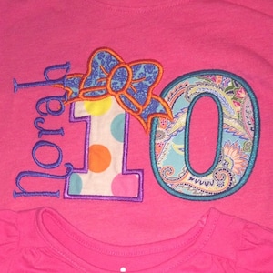 Bow Numbers Birthday Set Applique Digital Machine Embroidery Design 3 ...