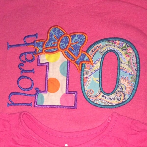 Bow Numbers Birthday Set Applique Digital Machine Embroidery Design 3 ...