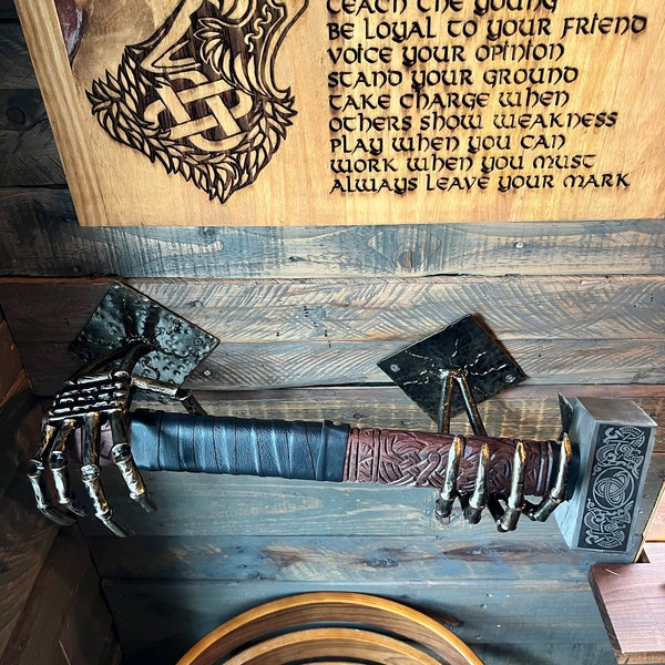Skeleton Hands Axe Wall Mount: Handmade Iron Axe Holder - Etsy