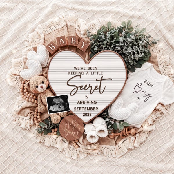 Pregnancy Announcement Digital Baby Announcement Gender Neutral ...