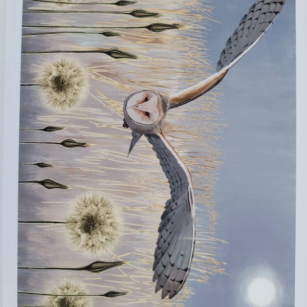 Barn Owl Card, Handmade Card, Art Card, Barn Owl in Moonlight, British ...