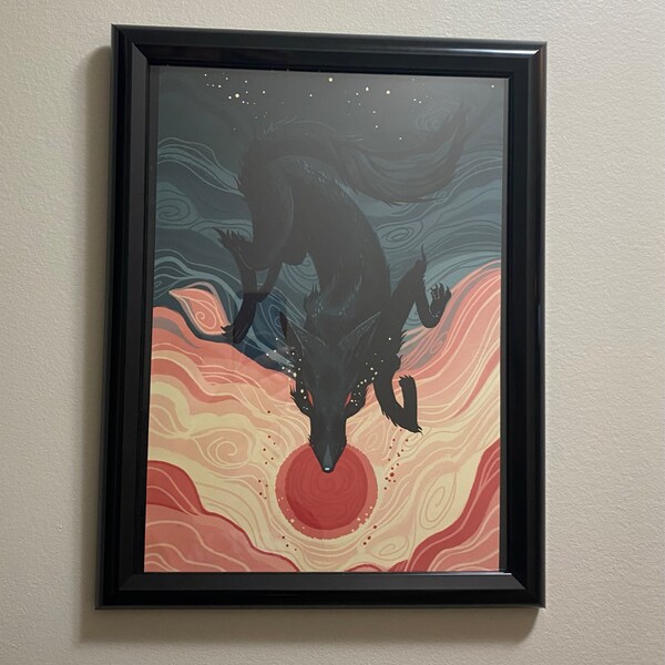 Tiangou Swallows the Sun 8x12 in Art Print - Etsy