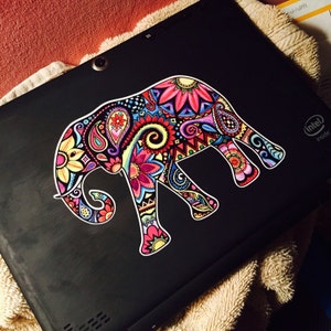 Elephant Car Decal Colorful Design Bumper Sticker Laptop Decal Pink ...