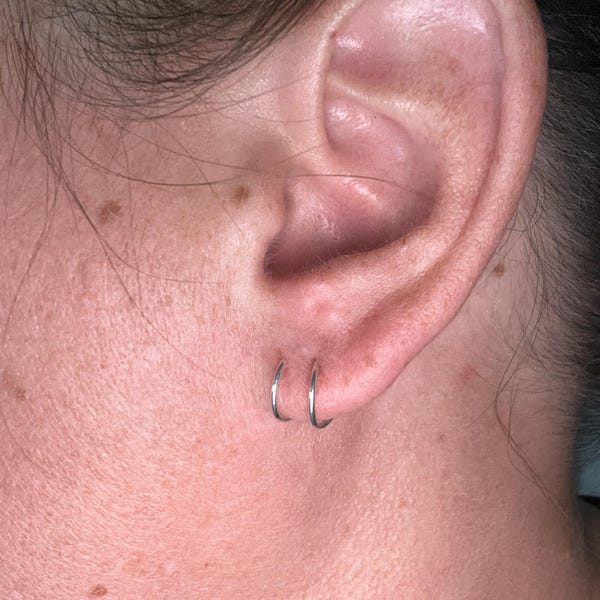 Double Hoop Twist Earrings • 8 Mm Two Piercing Earring • Tiny Huggie ...