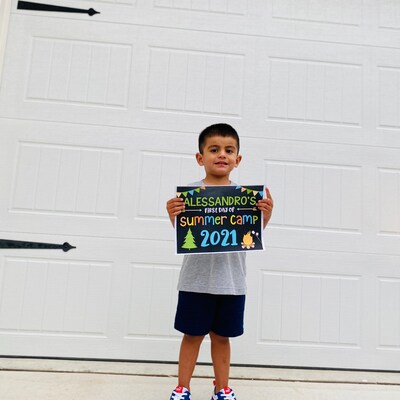 Printable First Day of Summer Camp Chalkboard Sign, Printable Summer ...