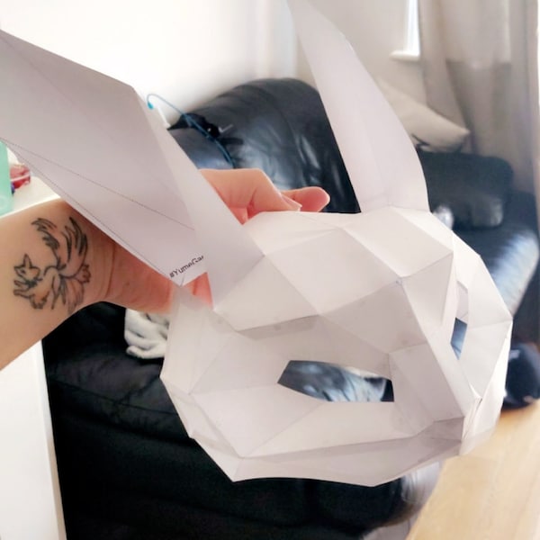 Low Poly Mask/pdf Half Mask/diy Mask/paper Mask/fancy Dress/halloween ...