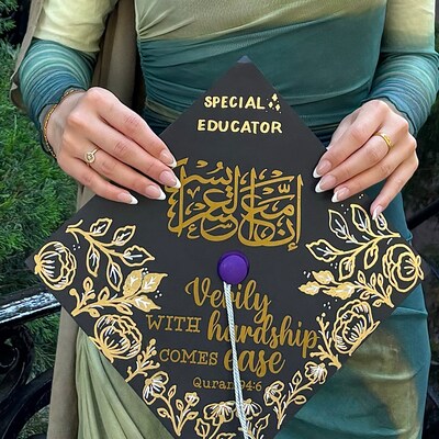 Custom Islamic Graduation Cap Hand Painted Cap 3D Highschool, College ...