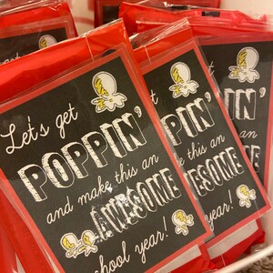 DIGITAL Back to School Popcorn Gift Instant Download Pdf File PTA ...