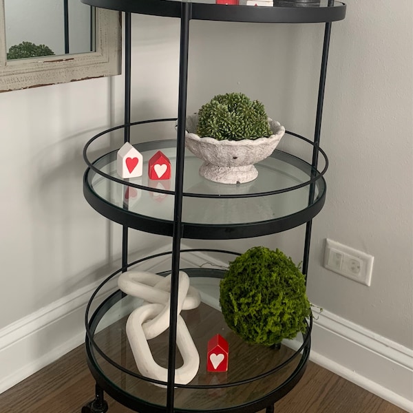 Wood Pedestal Risers, Small Plant Risers, Walnut Stained Risers , Black ...