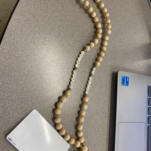 Neutral Wood Blue Brown or Pink Lanyard Silicone Lanyard - Etsy