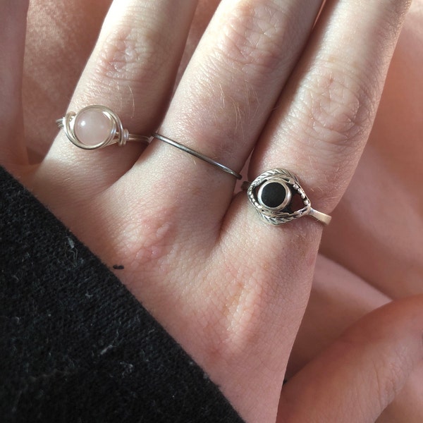 Sterling Silver Filled Gemstone Bead Ring. Wire Wrapped Bead Ring ...