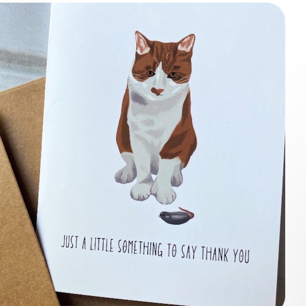 Funny Cat Thank You Card, Silly Art for Cat Lovers, Funny Greeting Card ...