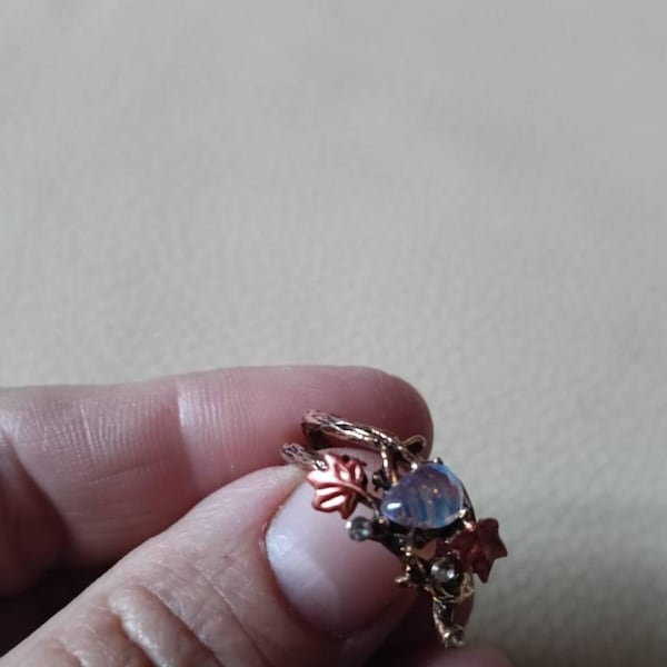 Vintage Tree Branch Maple Leaf Ring for Women Faux Moonstone Statement Ring, Nature-inspired ...