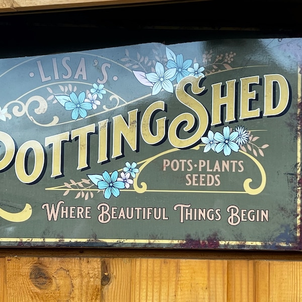 Personalised Potting Shed Sign Metal Garden Wall Door Decor Accessory ...