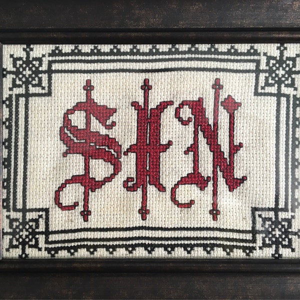 Sin - Gothic Cross Stitch Pattern - Art Nouveau Cross Stitch- Victorian ...