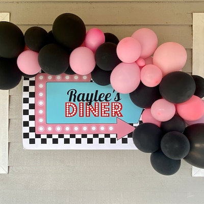 1950s Diner Party Sign 50s Birthday Party Poster Printable Sock Hop Soda Shop Backdrop ...