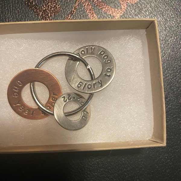 KINDRED SPIRITS Gift - Copper Washer Key Ring and Sterling Silver Heart ...