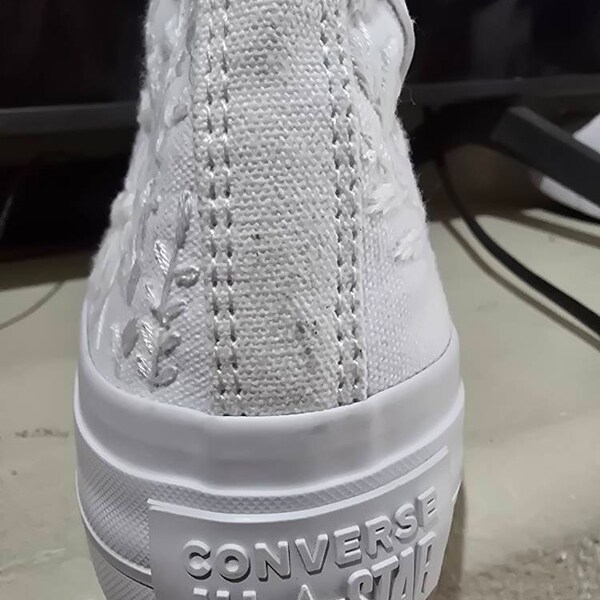 Custom Embroidered Converse Platform, Custom Shark Embroidered Shoes ...