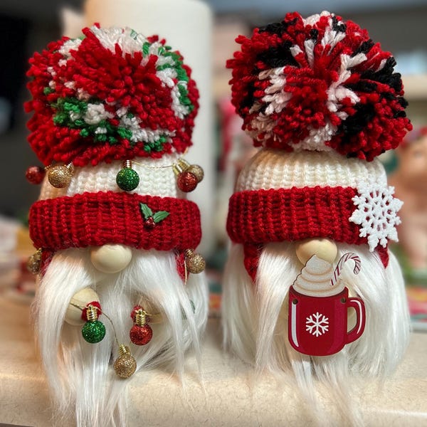 Hot Cocoa Gnome, Winter Gnome, Knitted Gnome, Holiday Gnome, Farmhouse ...