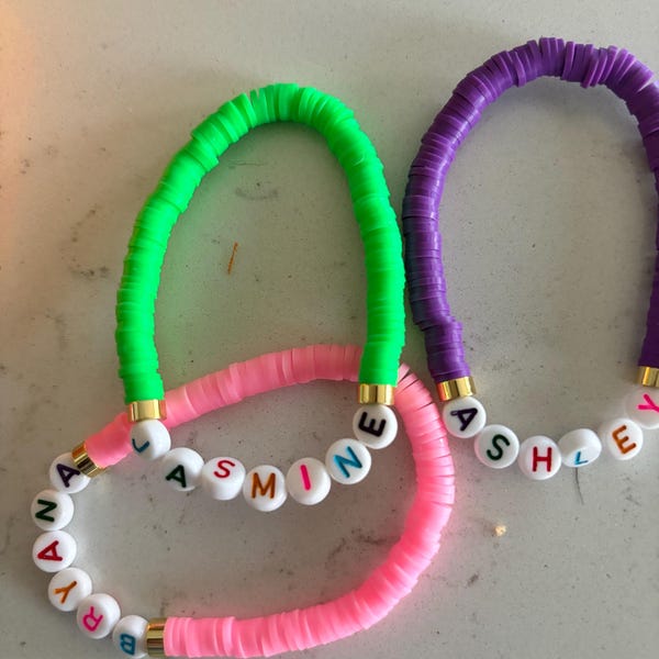 Personalized Name Custom Beaded Bracelet | Beaded Bracelet | Gold ...