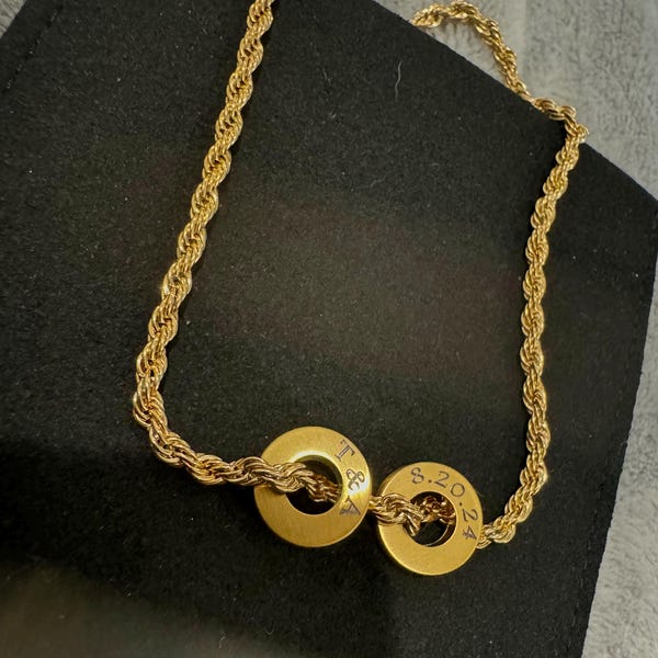 Personalized Coin Necklace With Rope Chain - Circle Pendant Necklace ...