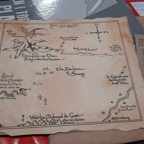 Thrór's Map With Glowing Moon Runes and UV Key, the Hobbit Inspired ...