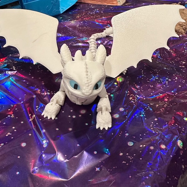 Lightfury 3D Printed Dragon Figure | Toothless Inspired Articulating ...