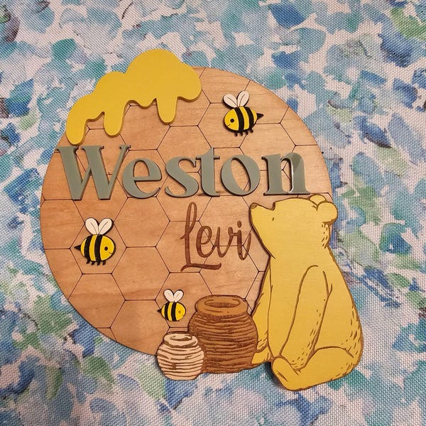 Winnie the Pooh, Pooh Bear, Nursery Name Sign, Wood Name Sign, Winnie ...