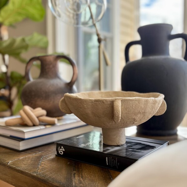 Distressed Vase, 9'' Tall, Aged Vessel With Texture, Rustic Vase, Hand ...